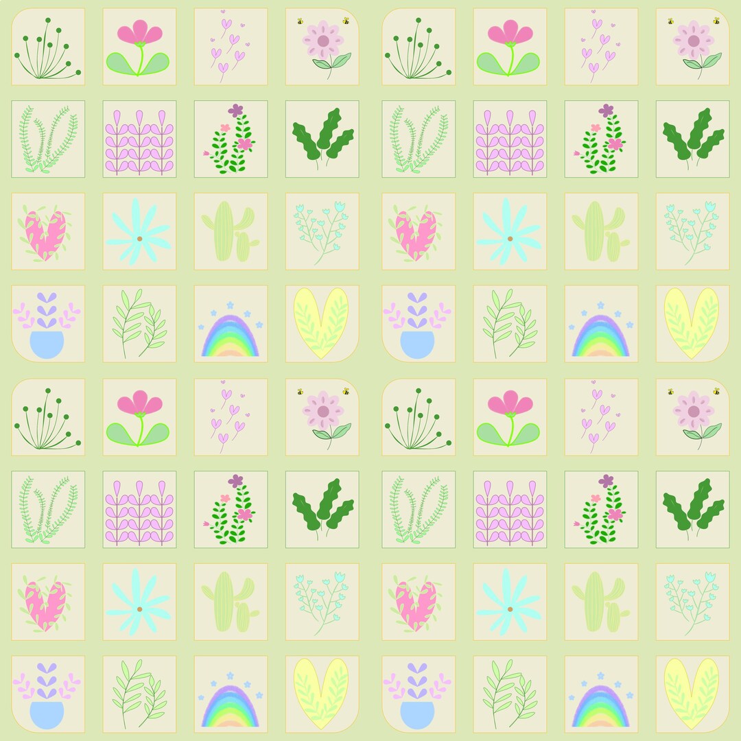 Pastel Botanical Grid Pattern Floral Seamless Design for Fabric - Etsy
