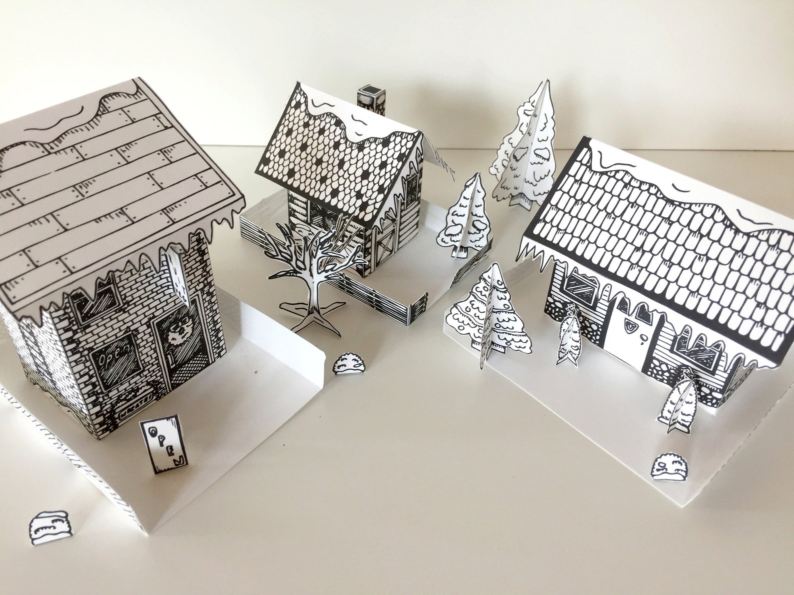 Winter-time Paper Houses - Etsy