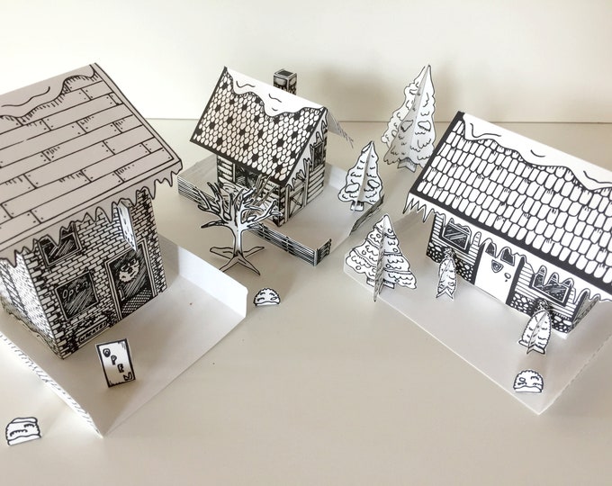 Winter-time Paper Houses - Etsy