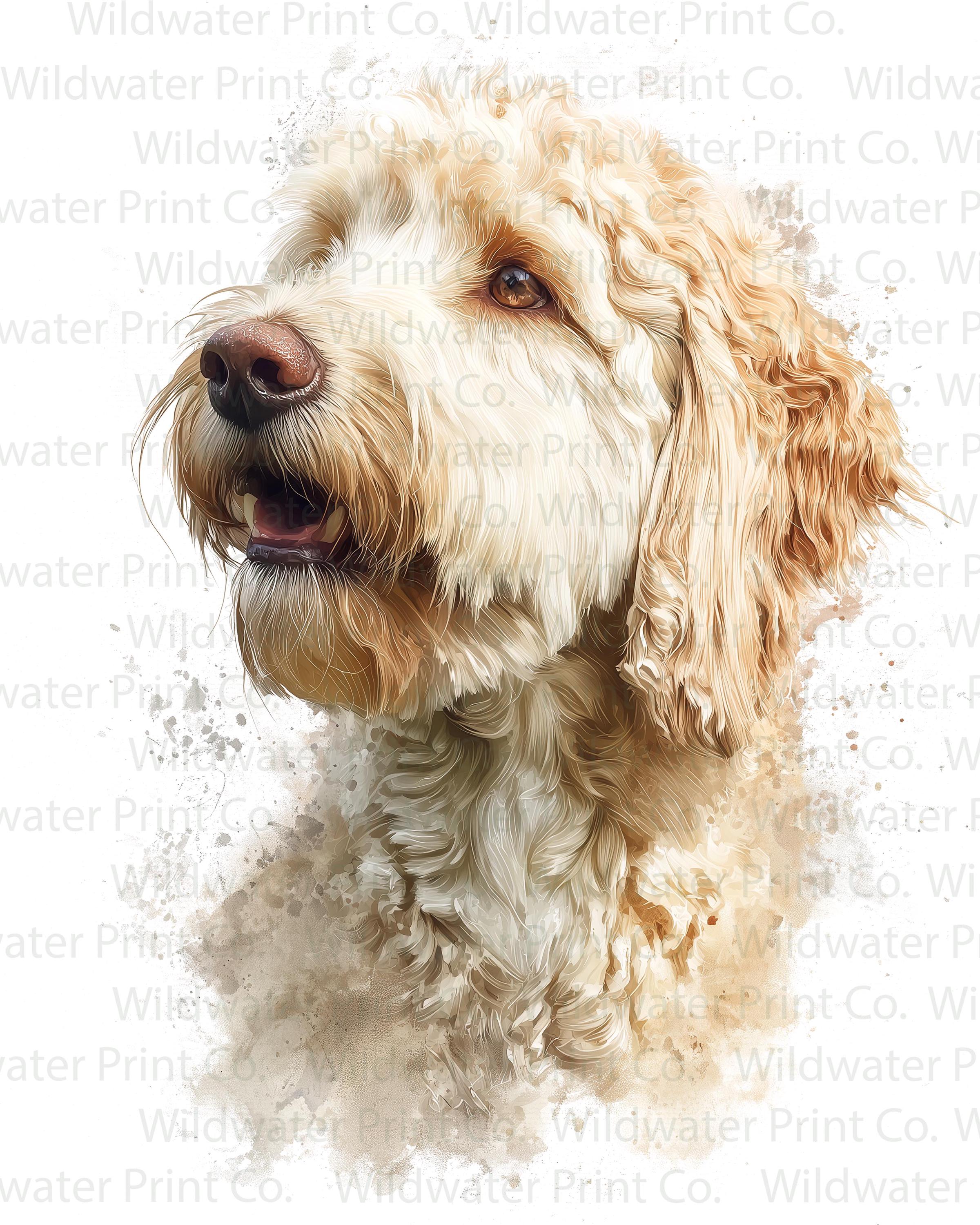 Goldendoodle Watercolor Style Clip Art PNG - Doodle Dog Portrait Print ...