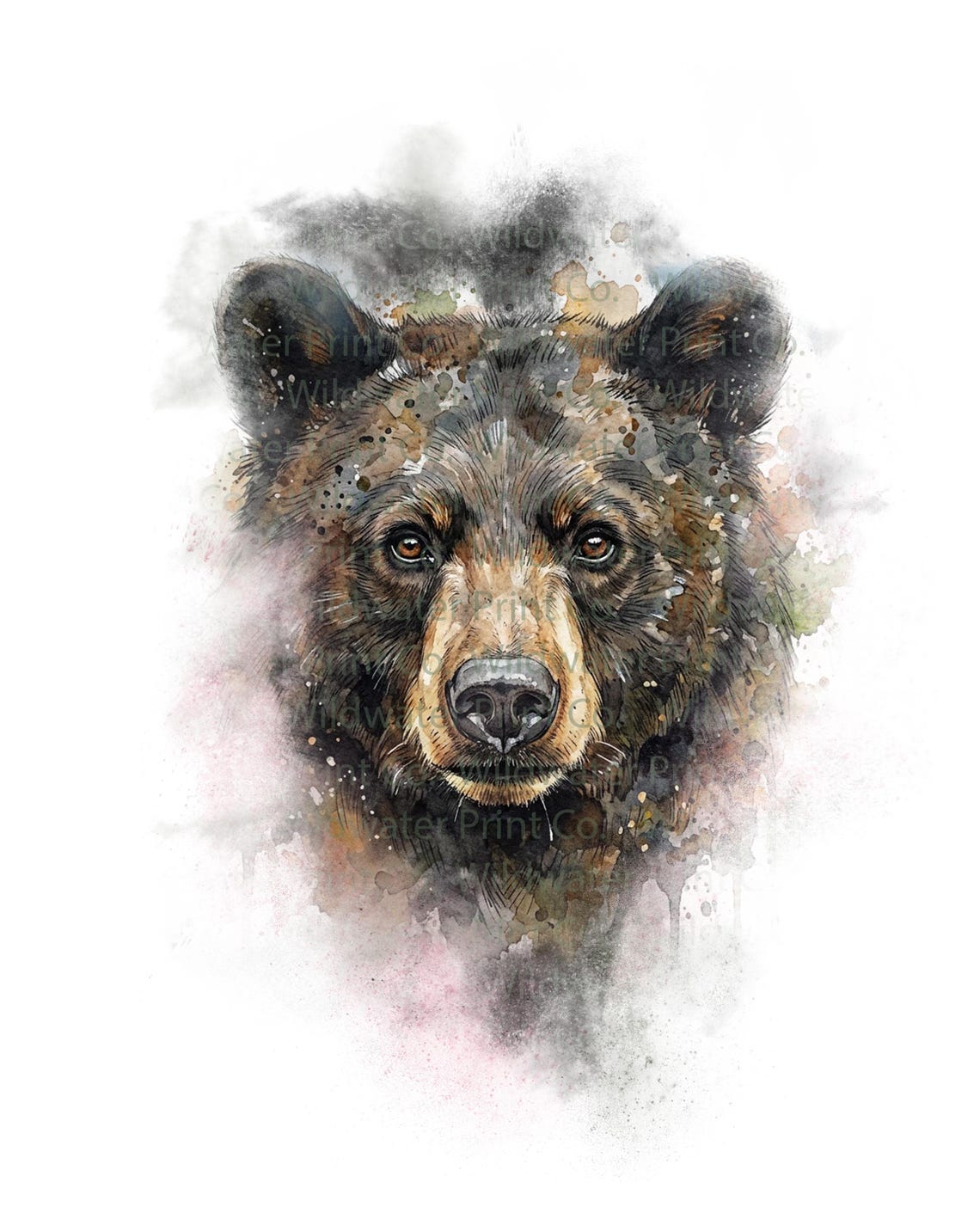 Black Bear Watercolor Clip Art PNG • Wildlife Splash Art • Sublimation ...