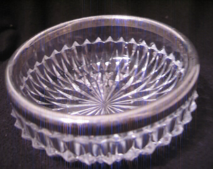 Vintage Crystal Low Bowl With Silver Plate Rim Deep Cut Glass American ...