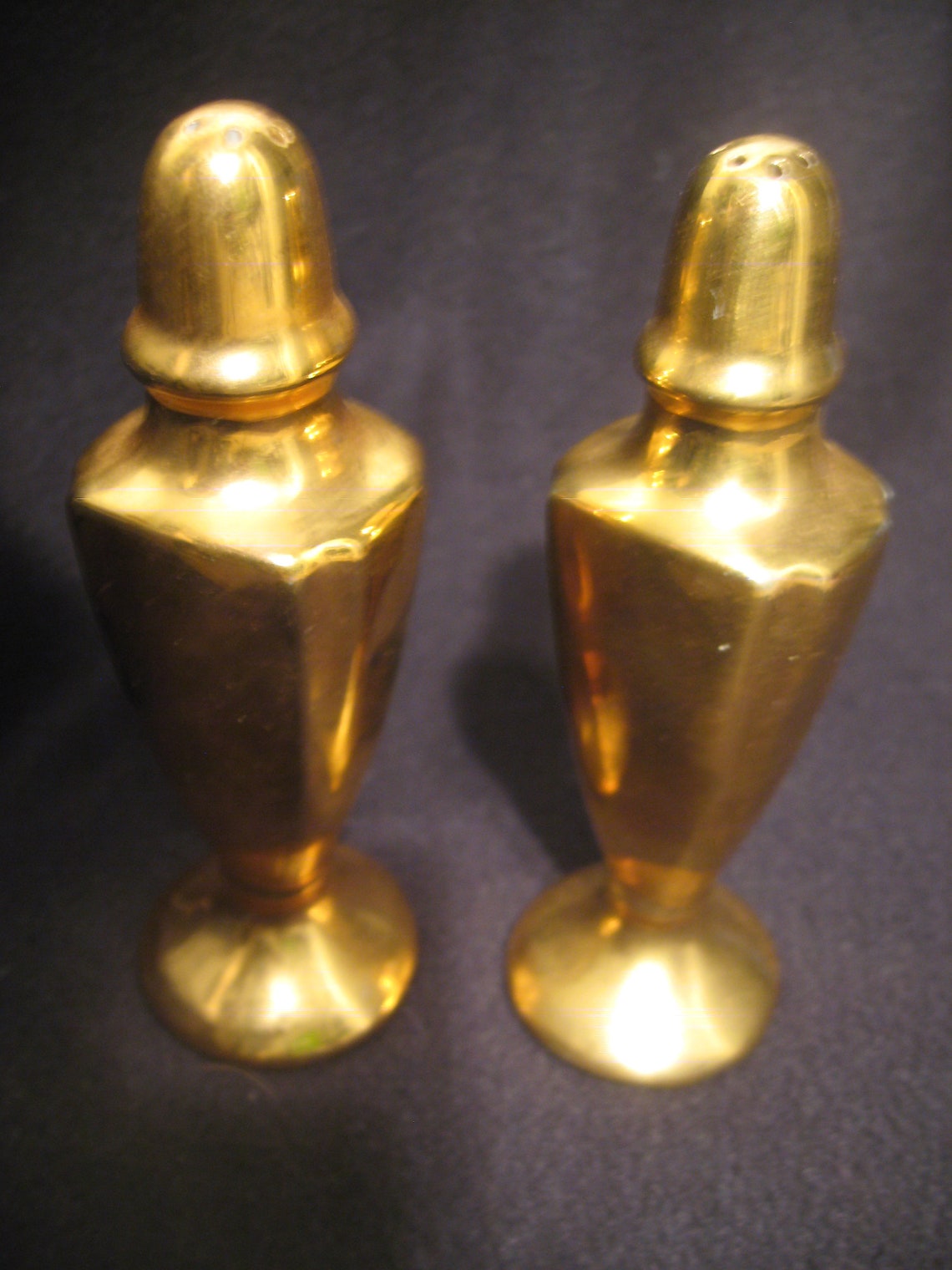 Gift Vintage Gold Salt Pepper Shakers 5.5" X 1.25" Richly Gold Plated ...