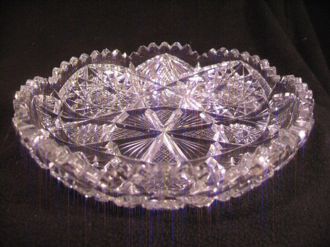 Vintage Libbey Crystal Nappy Bowl: American Brilliant Cut Glass - Etsy