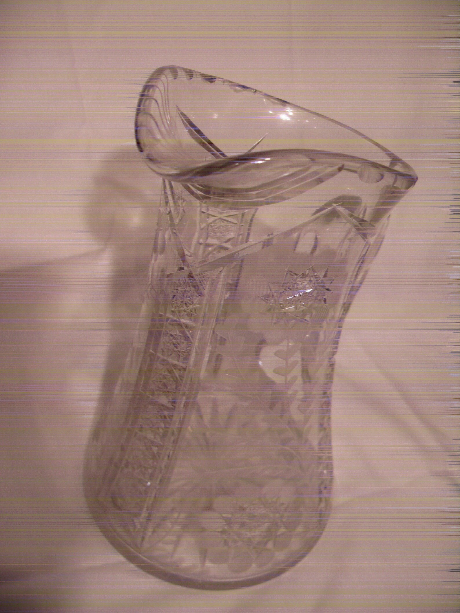 Vintage Lead Crystal Pitcher American Brilliant Deep Cut Glass Style 10 ...