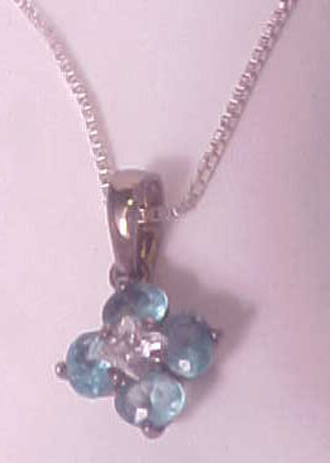 Gift Silver Chain Necklace With 5 Stones Pendant 20 - Etsy