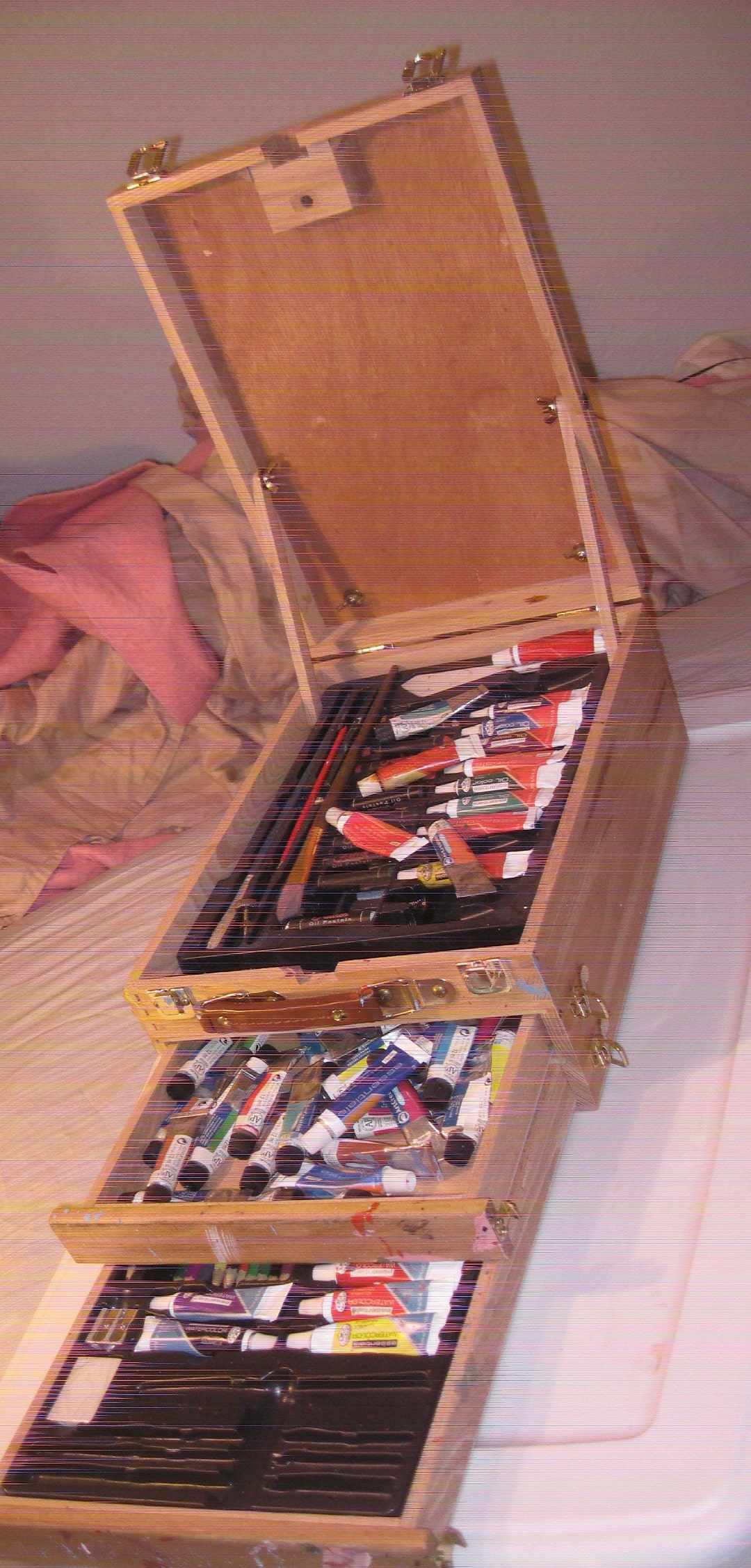 Art Supplies in Carry Box Oil Paints Pencils Crayons and Several ...