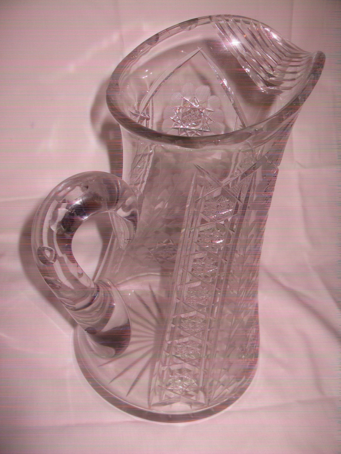 Vintage Lead Crystal Pitcher American Brilliant Deep Cut Glass Style 10 ...