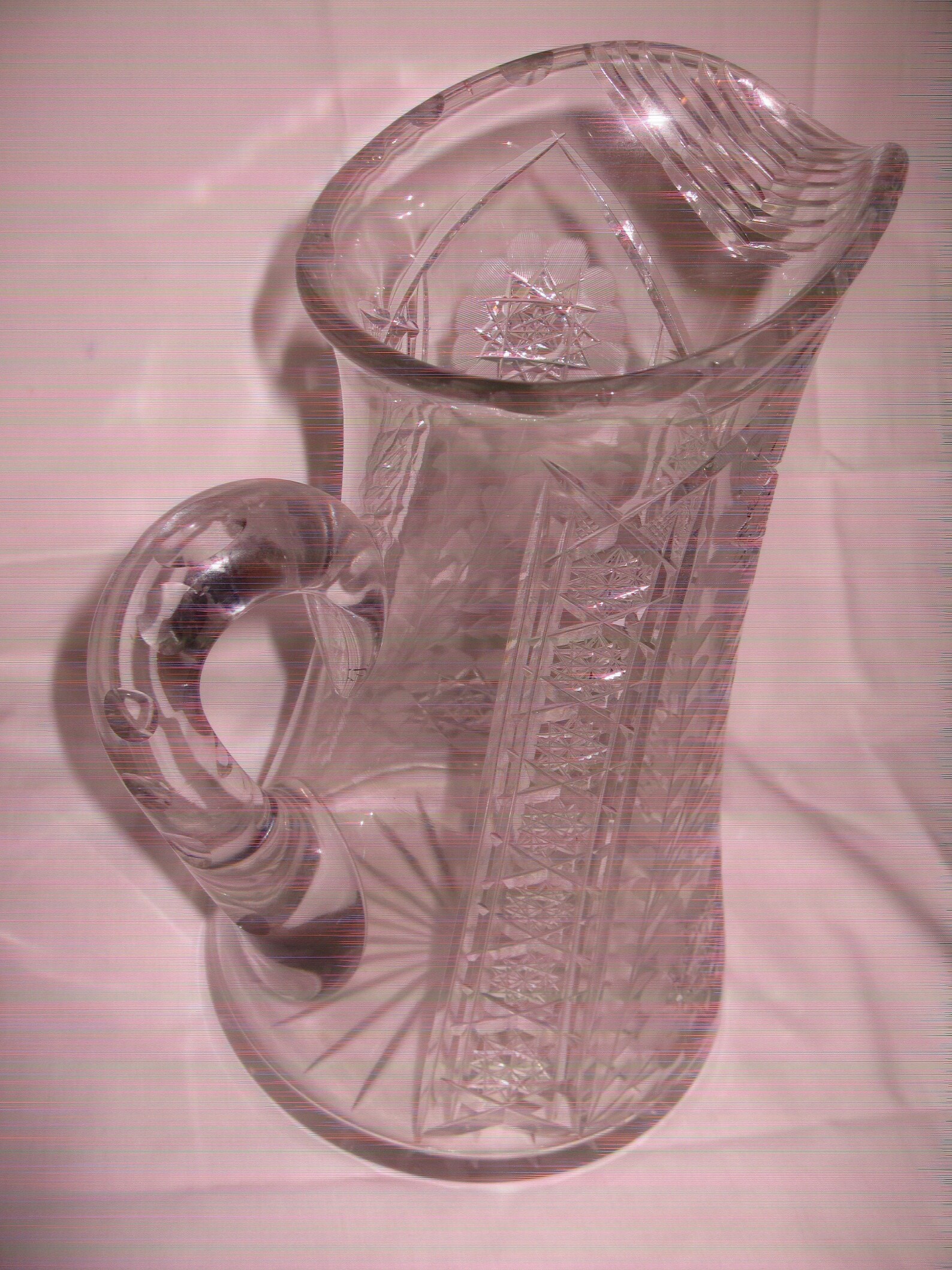 Vintage Lead Crystal Pitcher American Brilliant Deep Cut Glass Style 10 ...