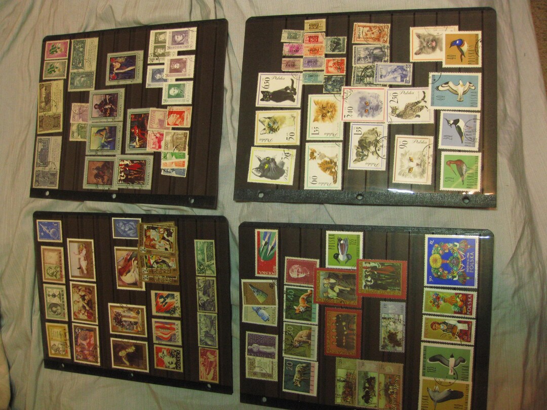 Polska Vintage 60s Postage Stamps 4 Sets in Glassine Pouched Pages - Etsy