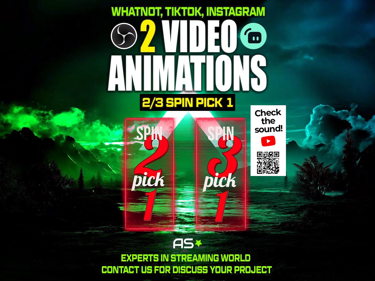Spin 2/3 Pick 1 Animated Stream Overlay | Video Effect (digital ...