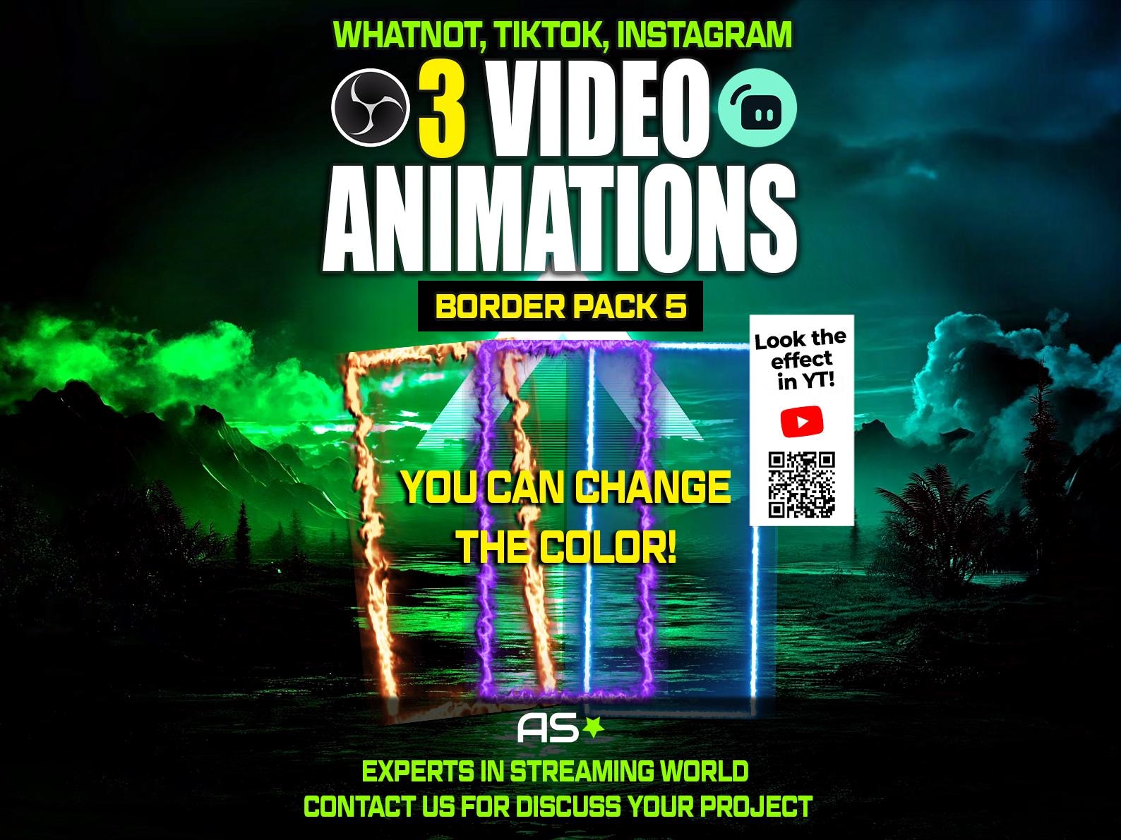 Animated Stream Overlay | 3 Borders Pack, Video Effect (digital ...