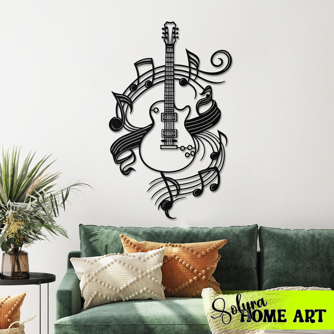 Guitar Metal Wall Art – Modern Music Note Decor - Etsy