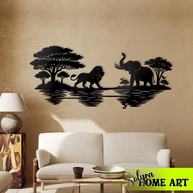 Huge Safari Metal Wall Art, African Landscape Decor - Etsy