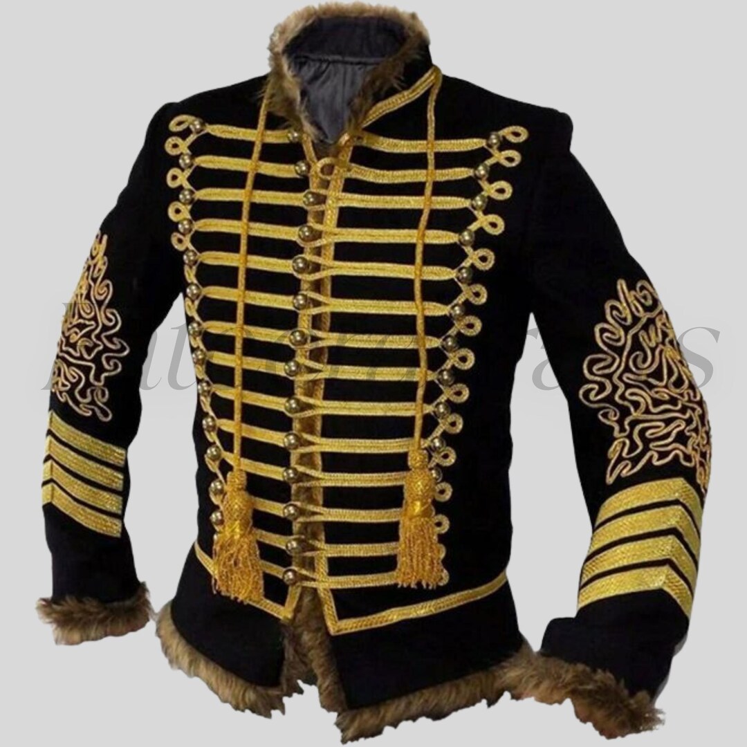 Black Hussar Jacket With Gold Braid & Fur Trim Napoleonic Military ...