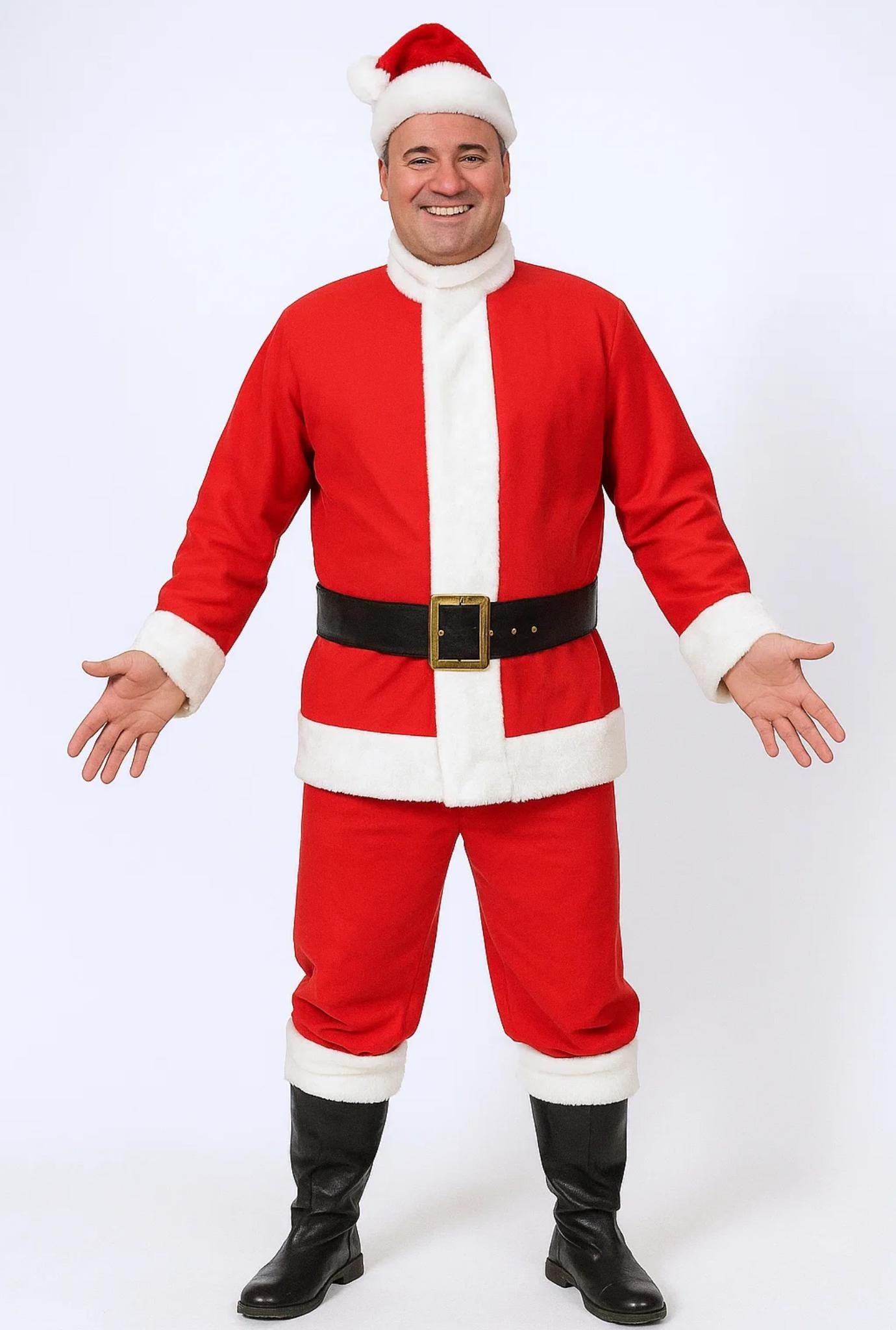 Handmade Men’s Santa Claus Costume – Red Santa Suit With Hat Belt ...