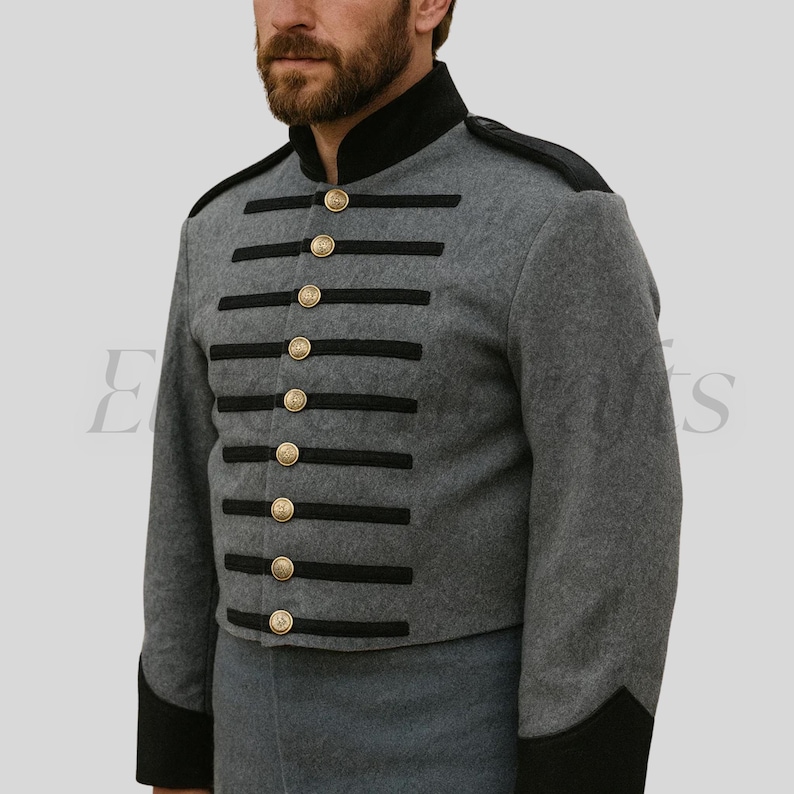Civil War Confederate Shell Jacket | Gray Wool Cavalry Military Uniform ...