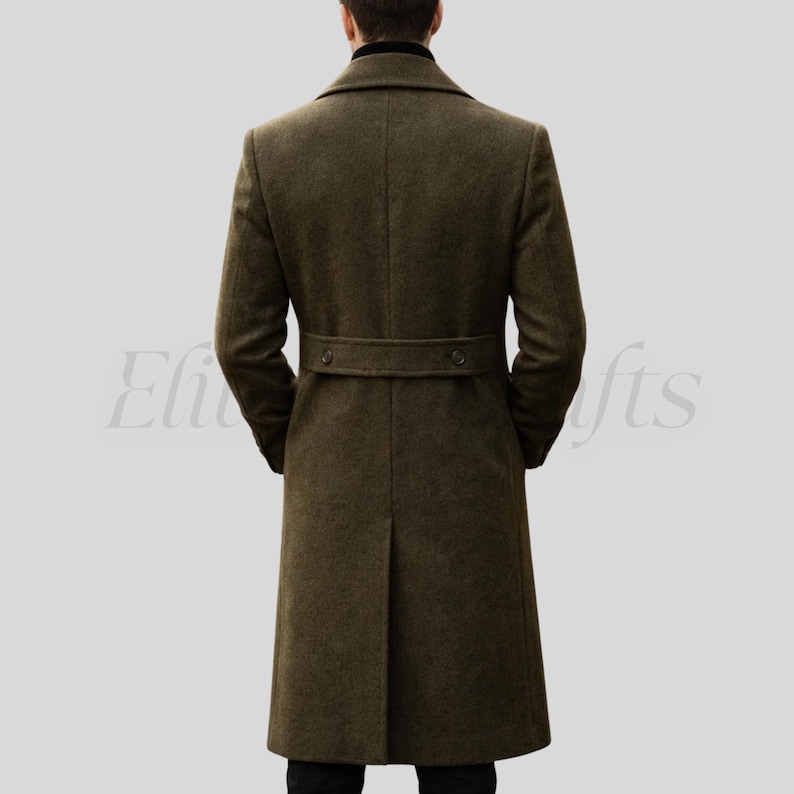 Handmade Men’s Olive Green Wool Greatcoat | Double Breasted Military ...