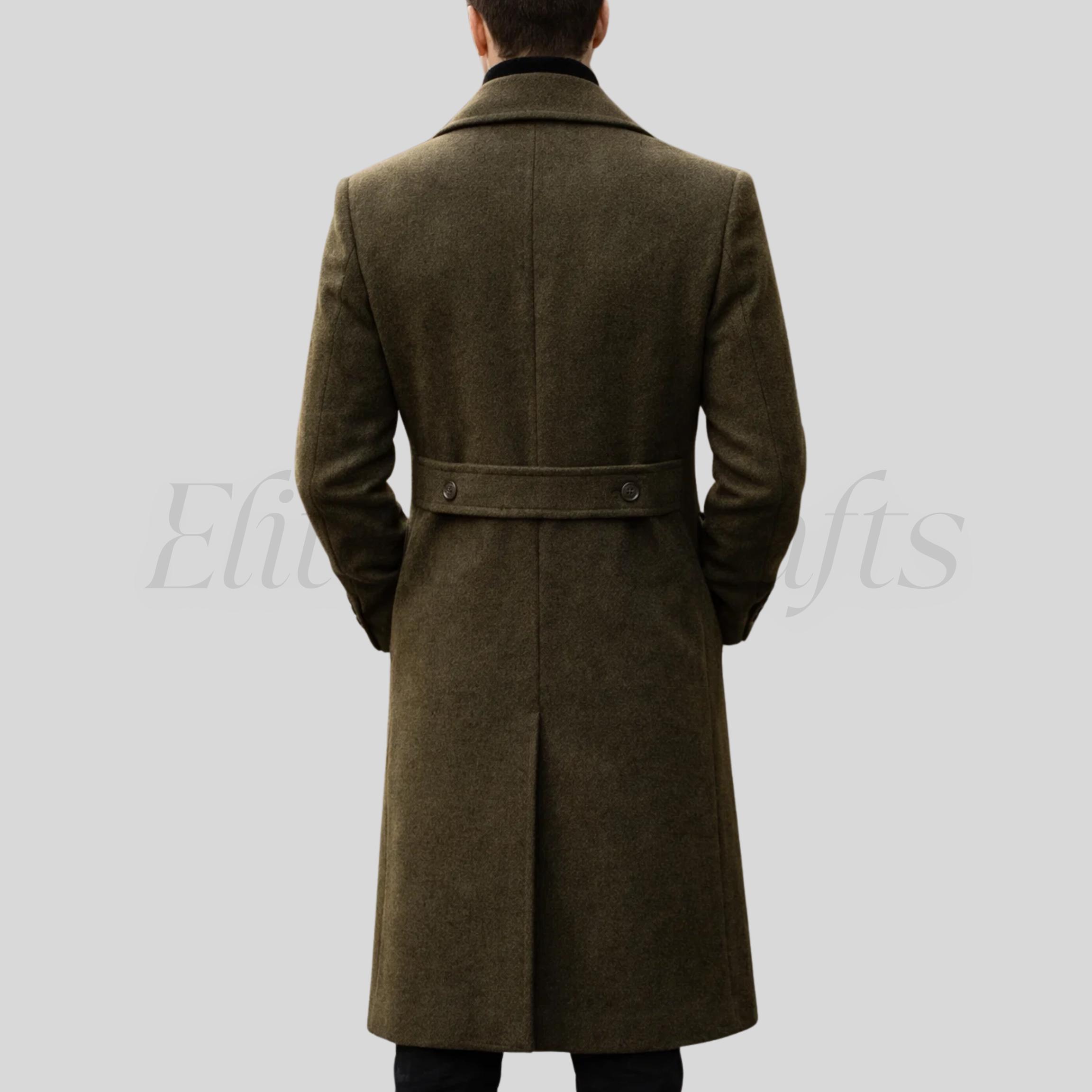 Handmade Men’s Olive Green Wool Greatcoat | Double Breasted Military ...