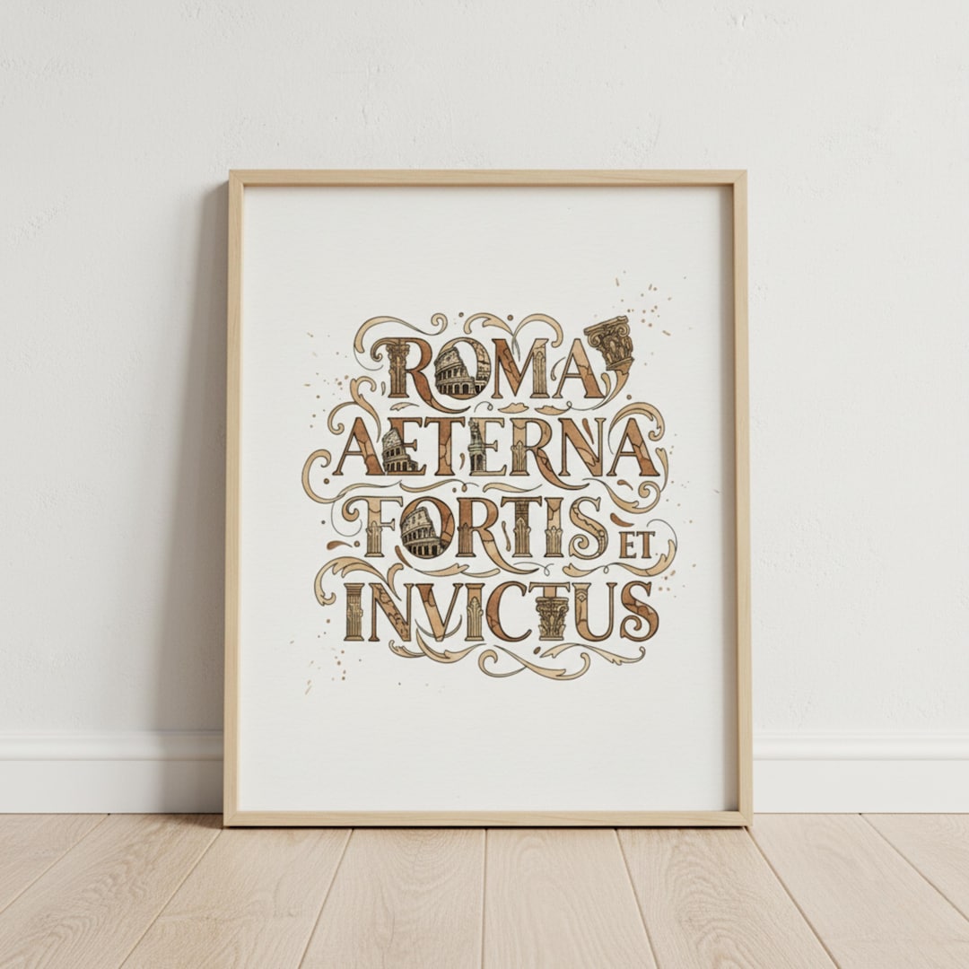 Colosseum Latin Calligraphy Art: Watercolor Ink Painting (digital ...