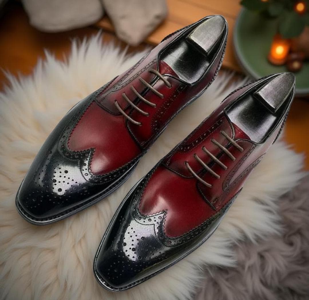 Handmade Mens Wing Tip Brogue Dress Shoes, Men Two Tone Formal Shoes - Etsy