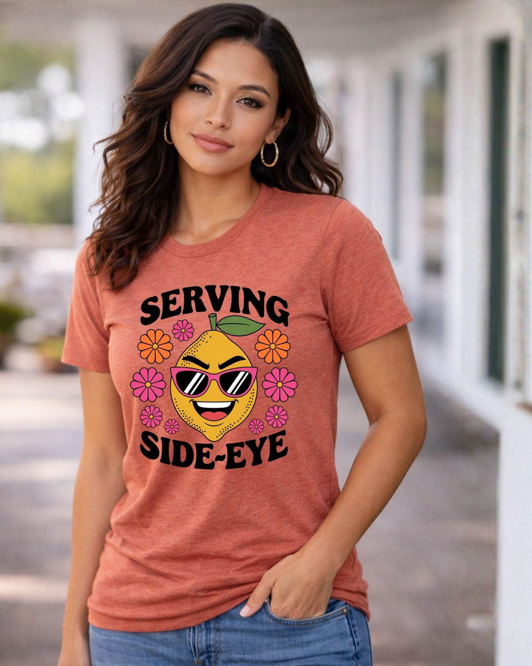 Serving Side-eye Lemon Floral Retro Ed 1 Funny Sassy T-shirt ...