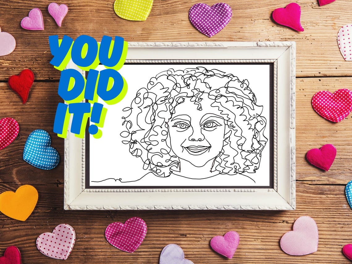 Curly Hair Line Drawing | Printable Self Love Art | Feminine Wall Decor ...
