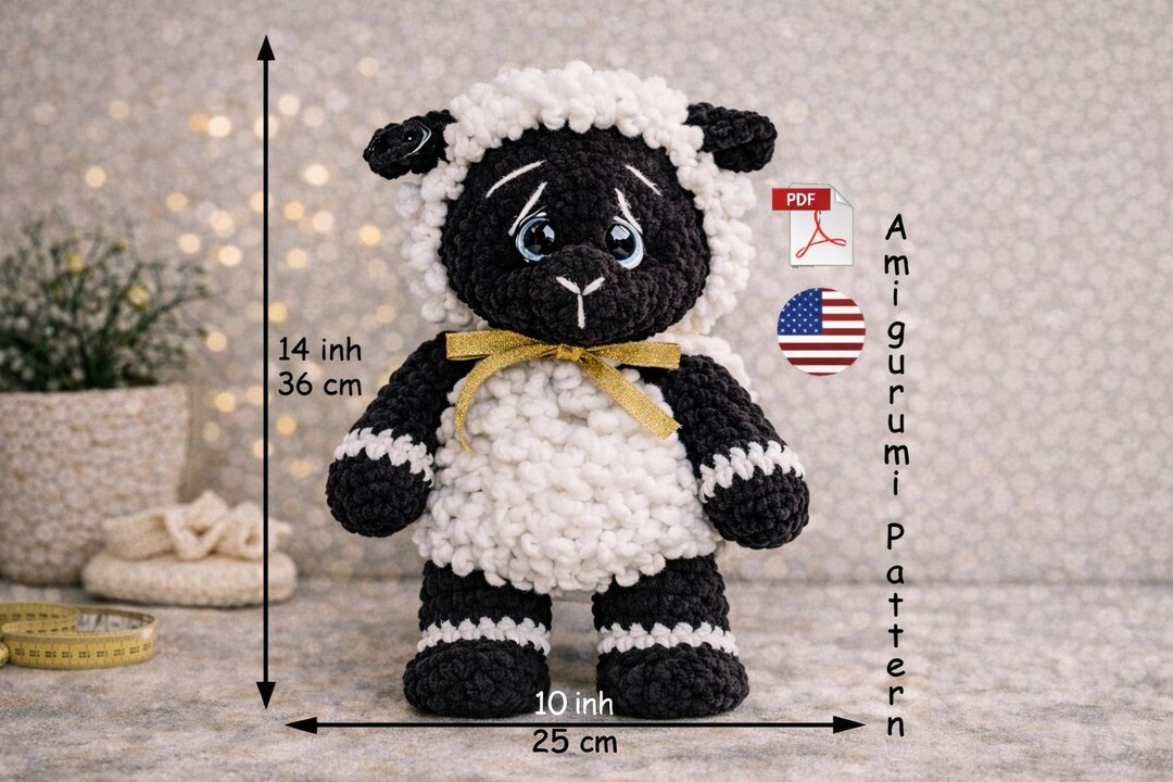 Sheep Crochet Pattern PDF — 14inh Plush Amigurumi, Ultra-soft Fluffy ...
