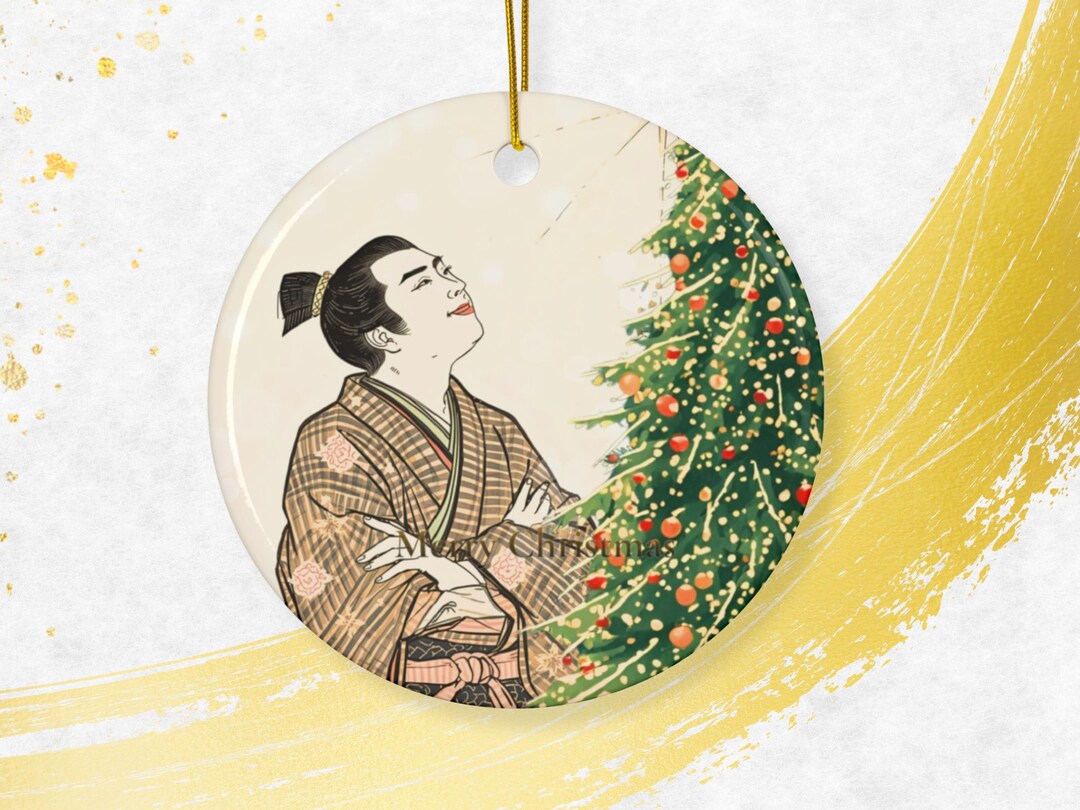 Japanese Samurai Christmas Ornament – Samurai With Tree | Gloss Ceramic ...