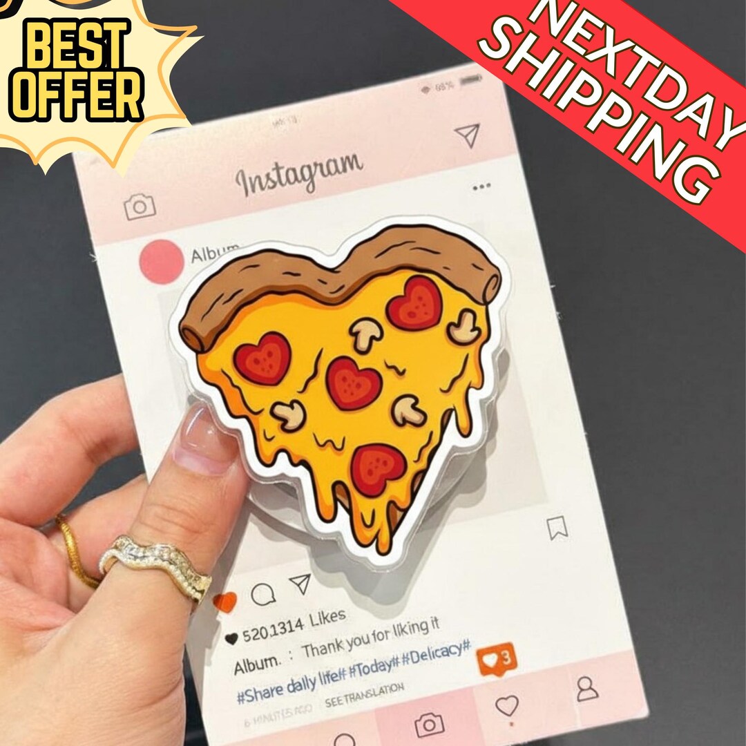Pizza Slice Magnetic Popsocket: Cute Heart-shaped Pizza Phone Grip ...