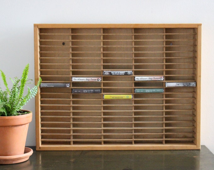 Wooden Cassette Tape Wall Holder Display Organizer Napa Valley Wood 100 ...