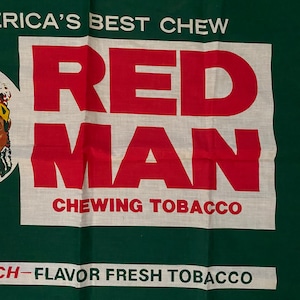 Vintage Red Man Cloth Banner Chewing Tobacco Chew Made in USA Redman ...