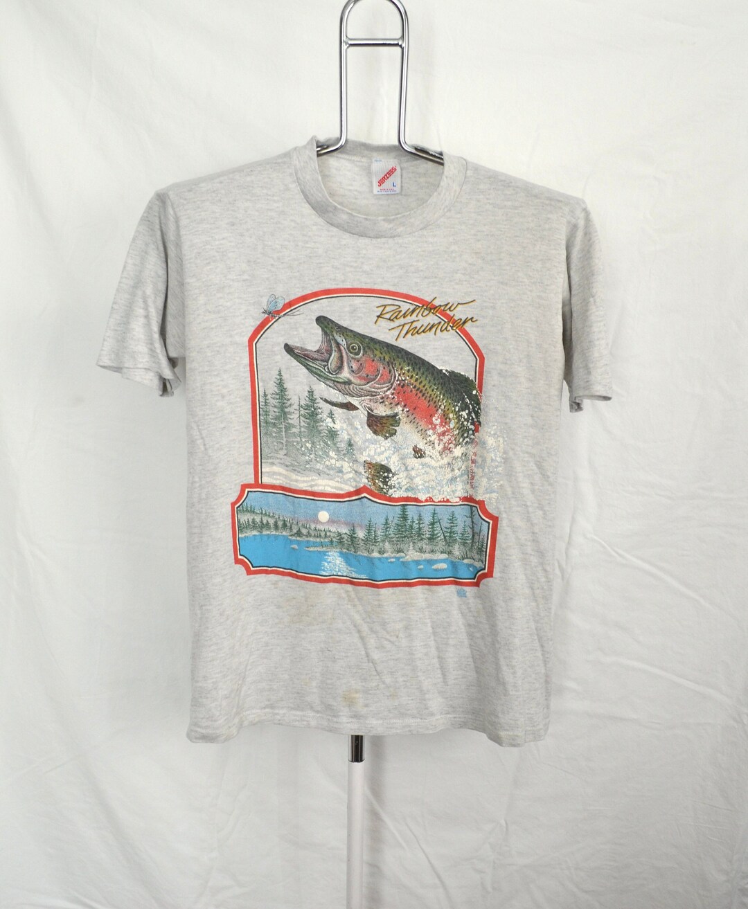 Vintage Rainbow Trout T Shirt Mens Medium Unisex Womens Thunder Tee ...
