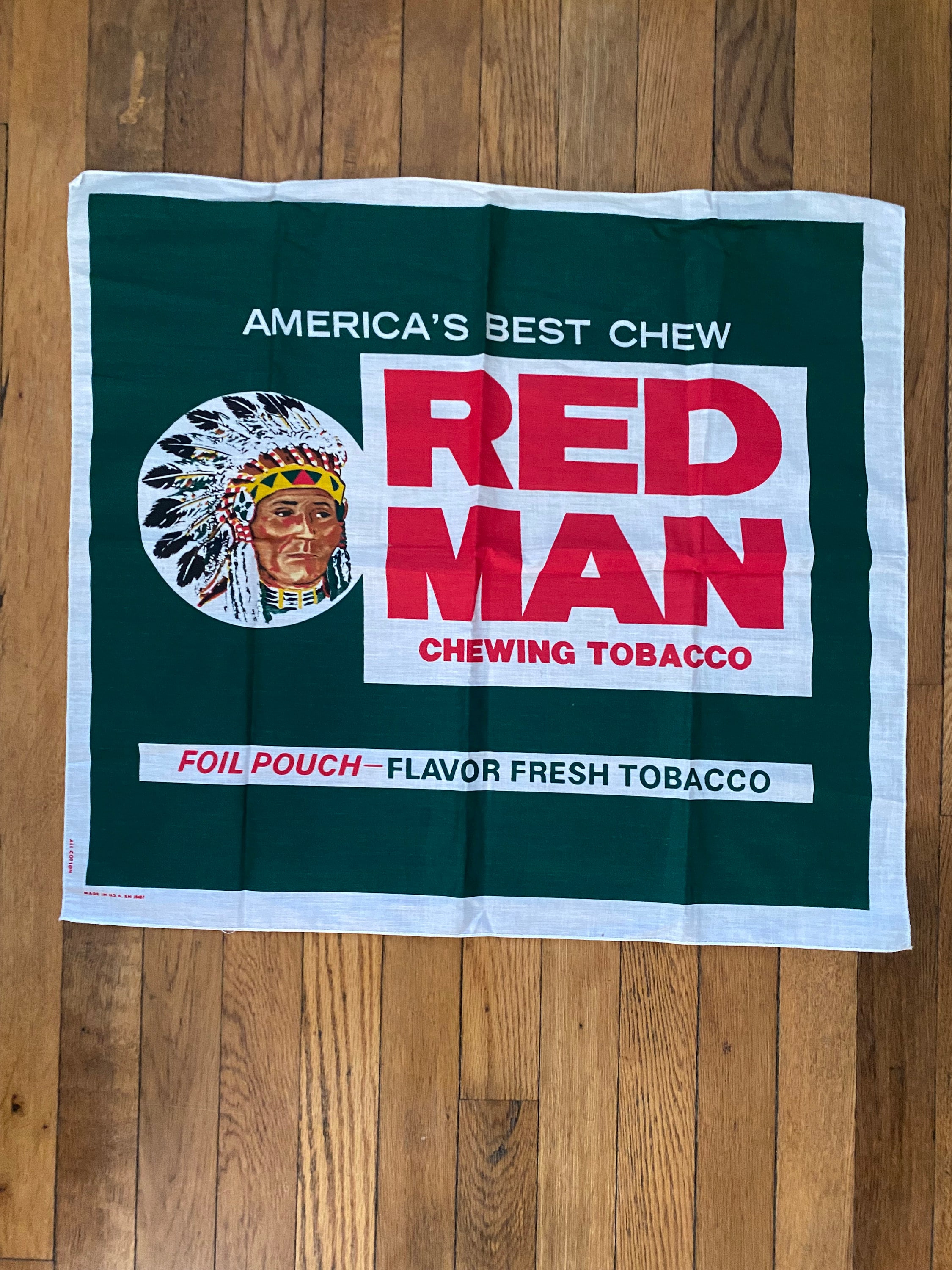 Vintage Red Man Cloth Banner Chewing Tobacco Chew Made in USA Redman ...