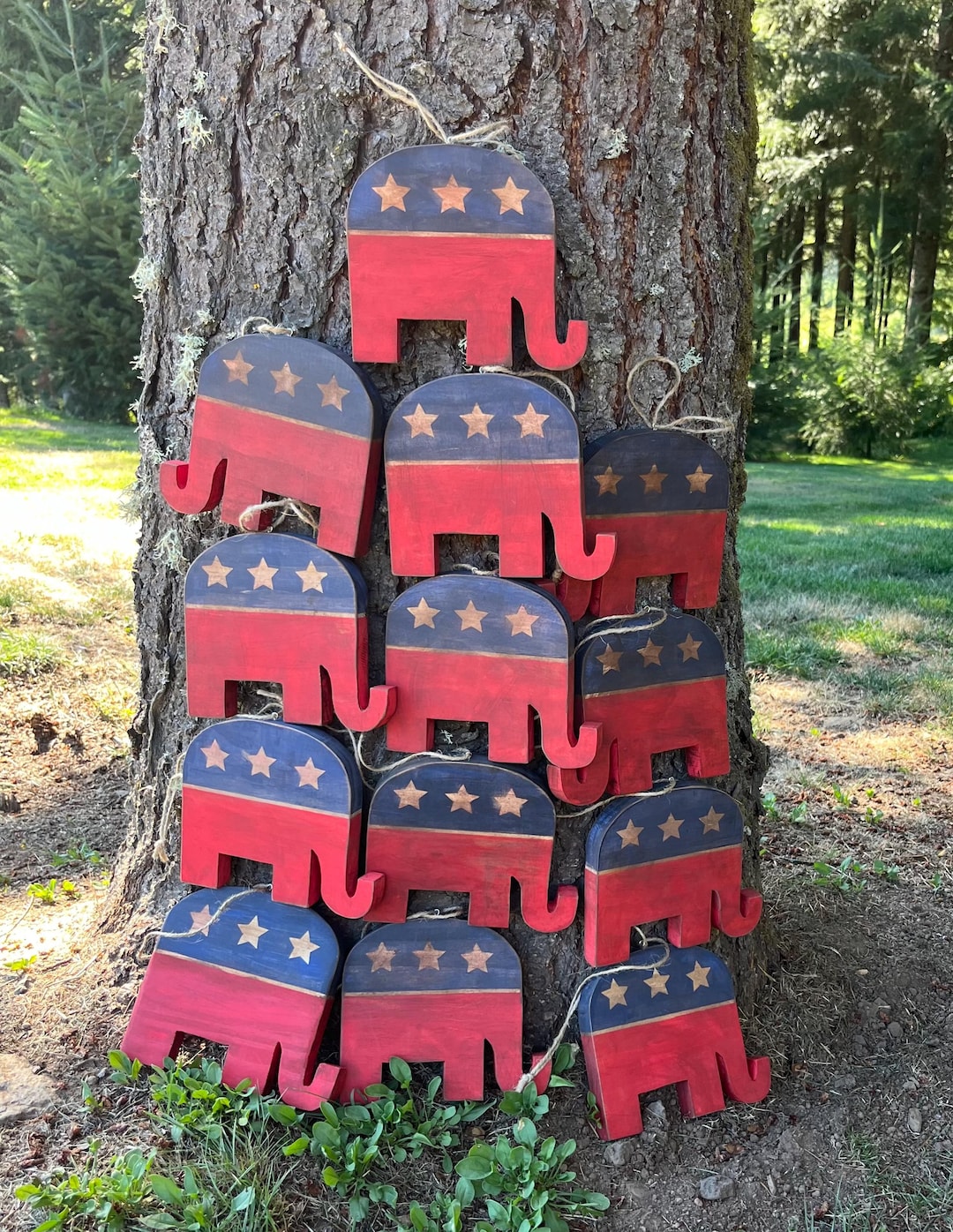 Republican Elephant Rustic Wood Country Distressed Wall Hanging Decor ...