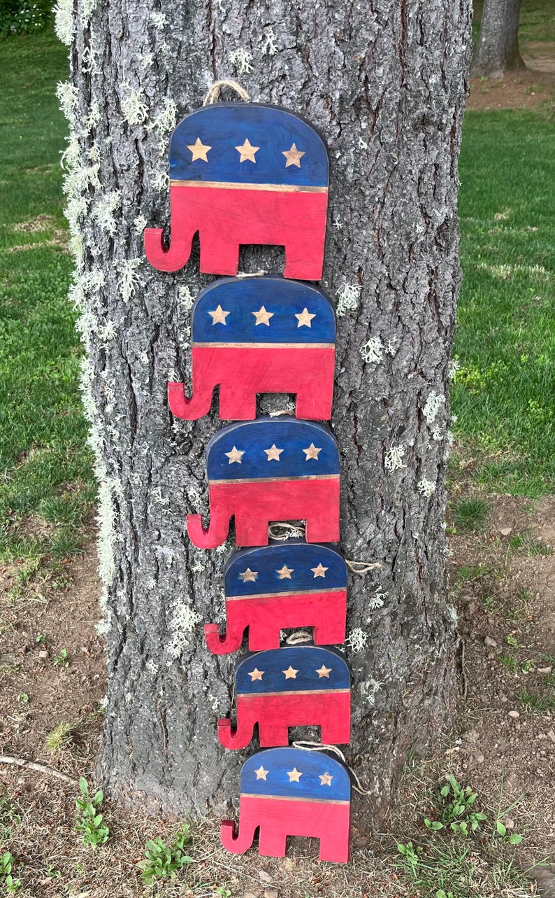 Republican Elephant Rustic Wood Country Distressed Wall Hanging Decor ...