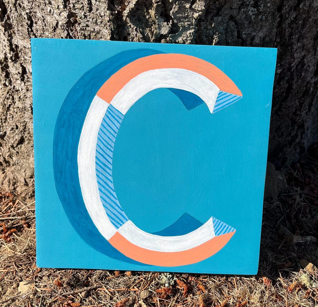 Hand Painted Letter C Wooden Sign: Nursery Wall Decor - Etsy