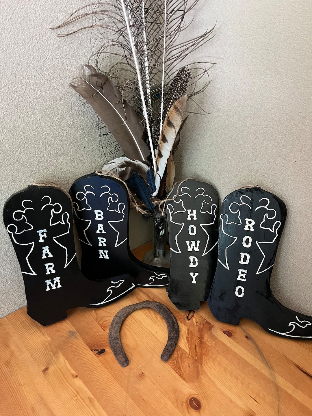 Hand Painted Cowboy Boot Wood Sign: Rustic Western Decor - Etsy