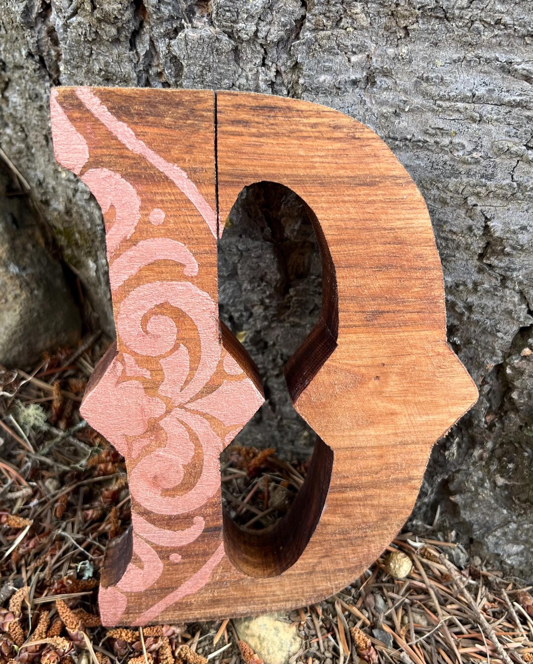 Rustic Butternut Walnut Wood Letter D: Bronze Scroll Decor - Etsy