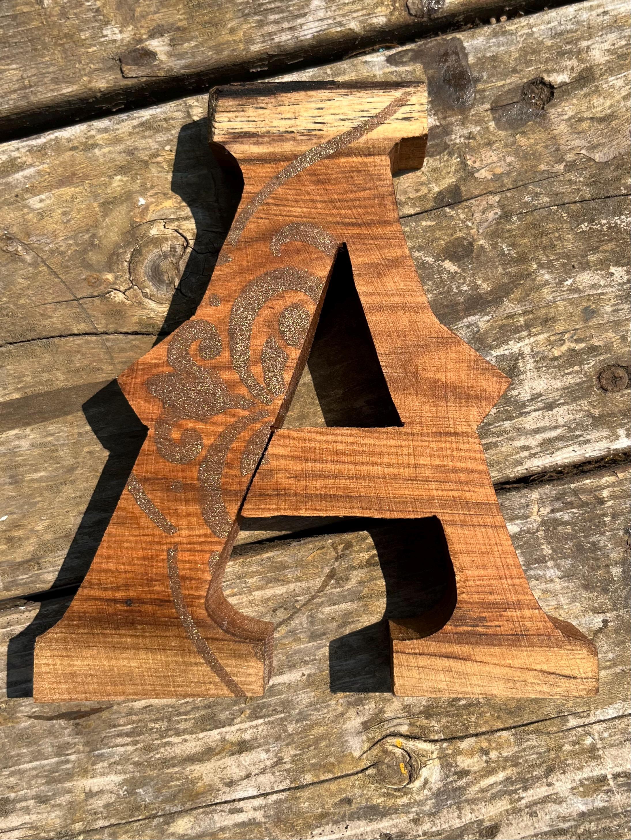 Wood Letter Cutout Painted Chunky Western Boho Chic Home Decor Rustic ...