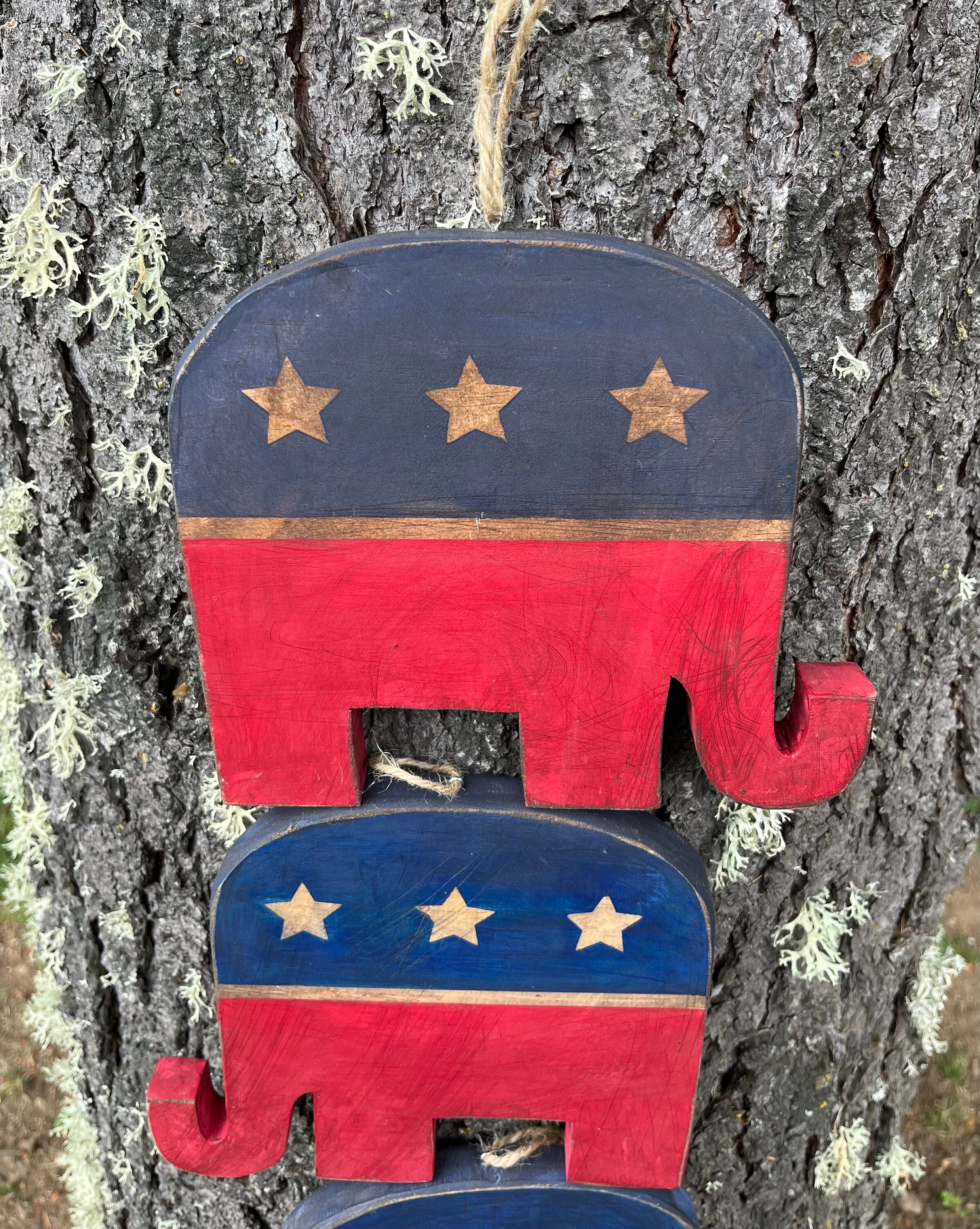 Republican Elephant Rustic Wood Country Distressed Wall Hanging Decor ...