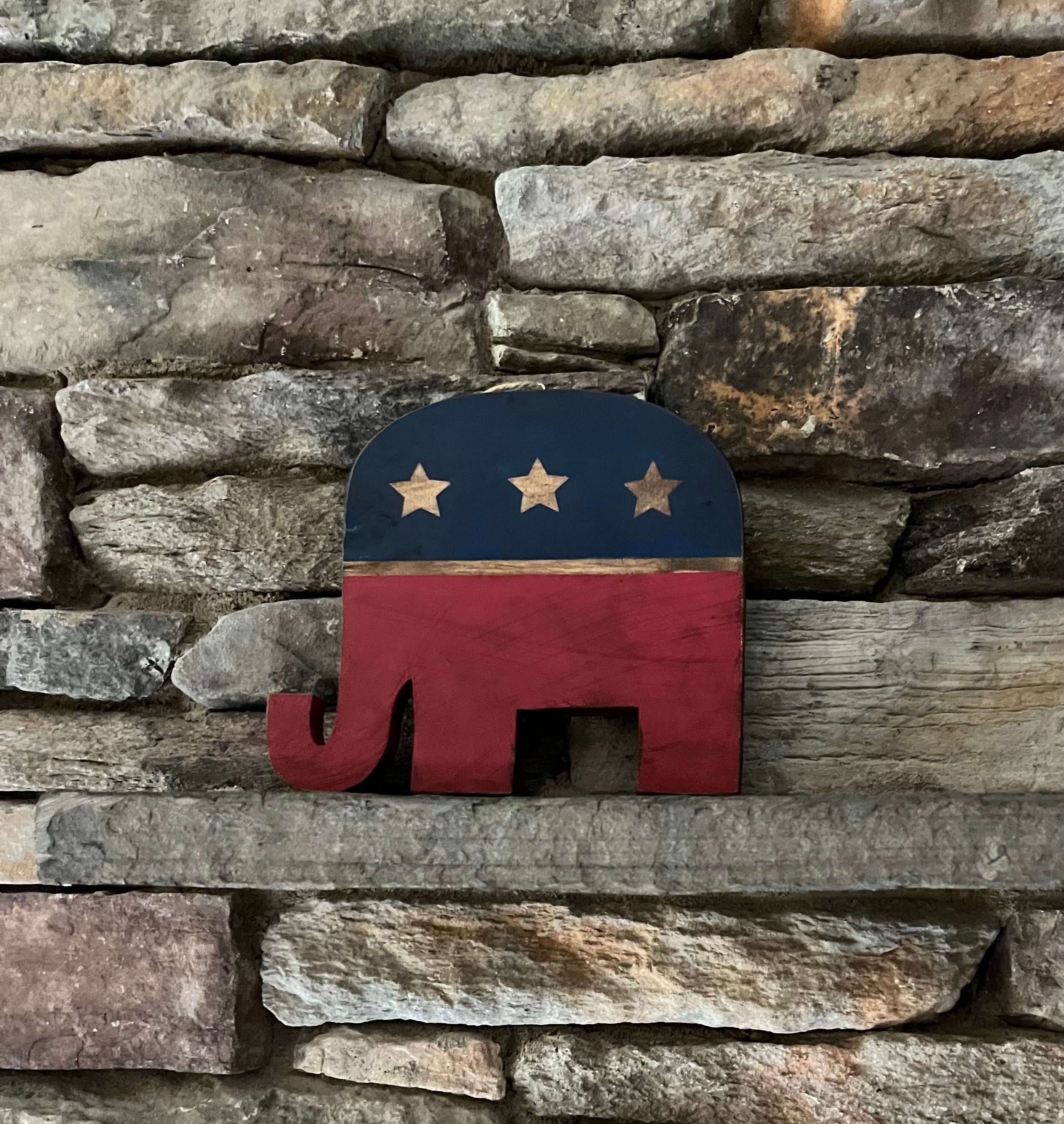 Republican Elephant Rustic Wood Country Distressed Wall Hanging Decor ...