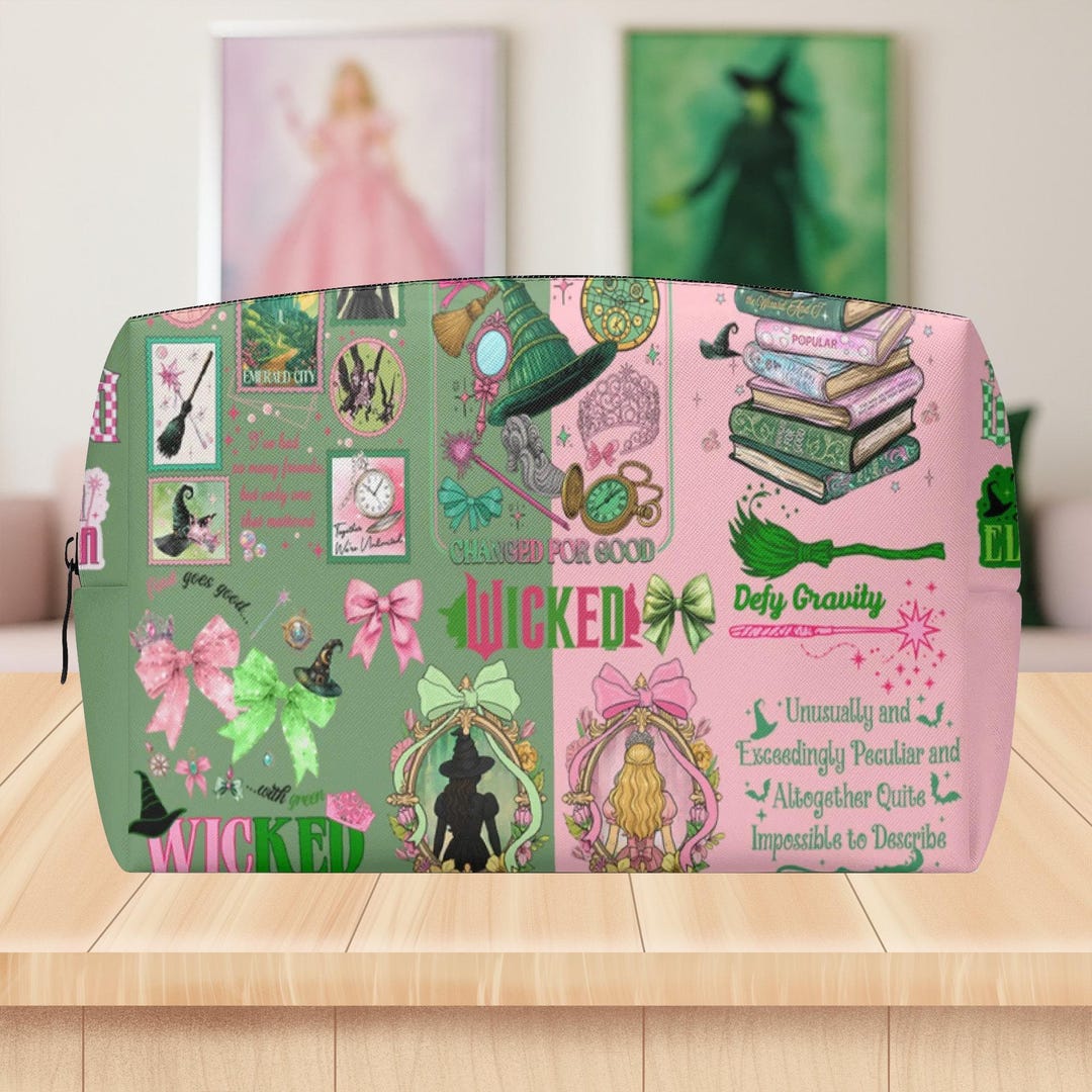 Wicked Elphaba and Glinda PU Leather Cosmetic Bag, Magical Makeup Bag ...