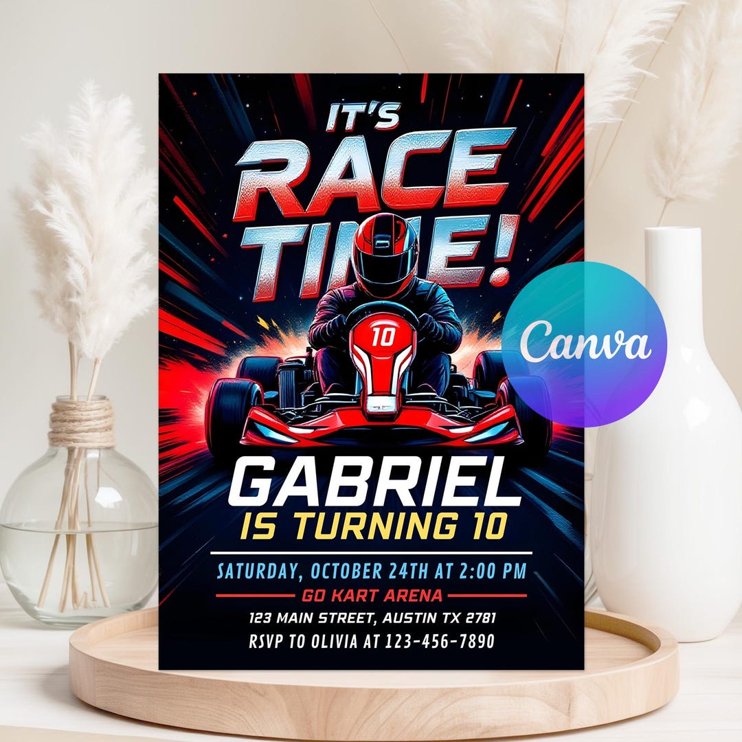 Go Kart Birthday Invitation, Karting Invitation, Go Karting Racing ...