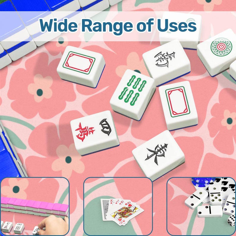 Pink Floral Mahjong Mat, Retro Flower Game Mat, Cottagecore Table Cover ...
