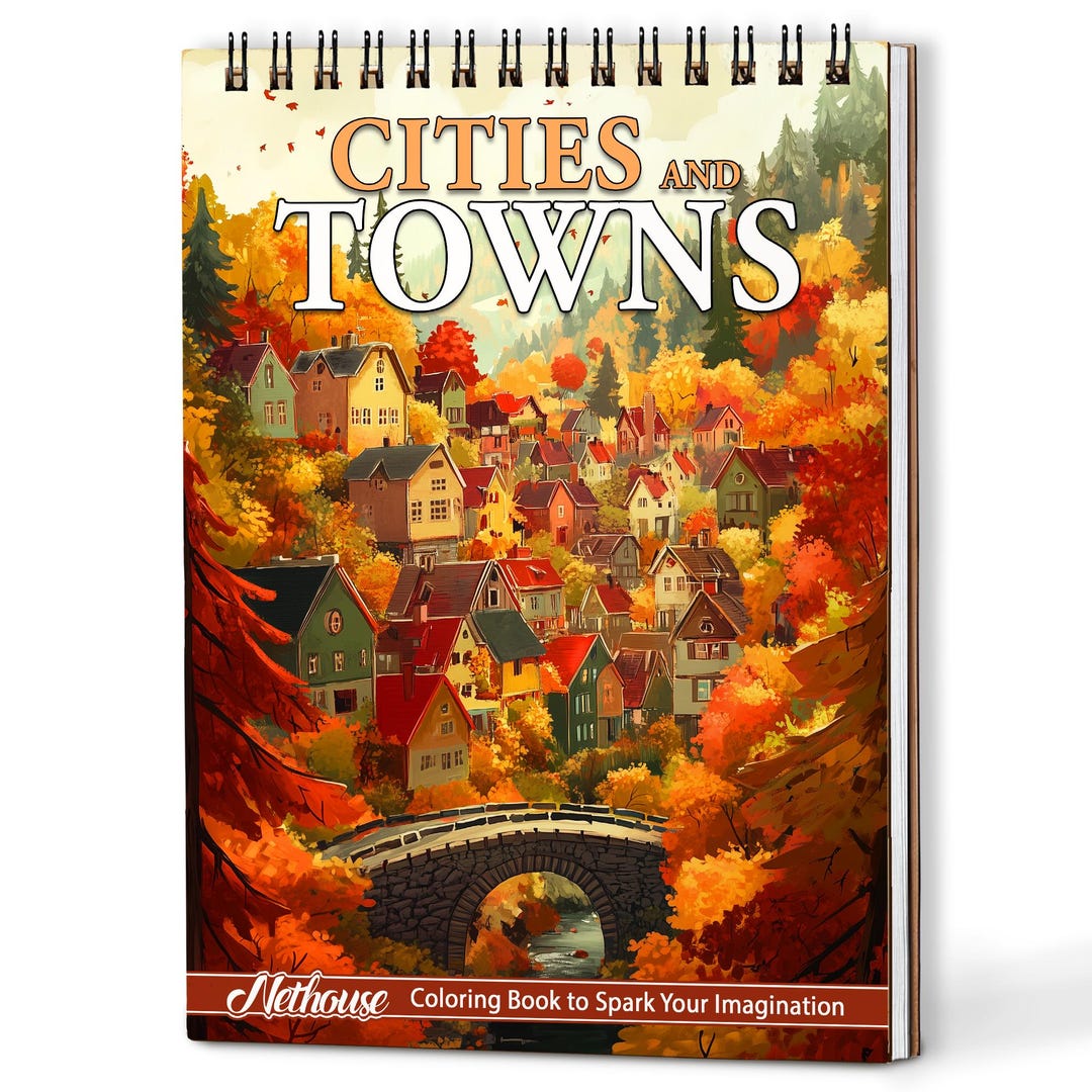 Cities and Towns Coloring Book – Beautiful Cityscapes, Cozy Streets ...
