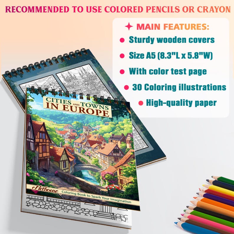 Cities and Towns in Europe Coloring Book – Charming European Streets ...