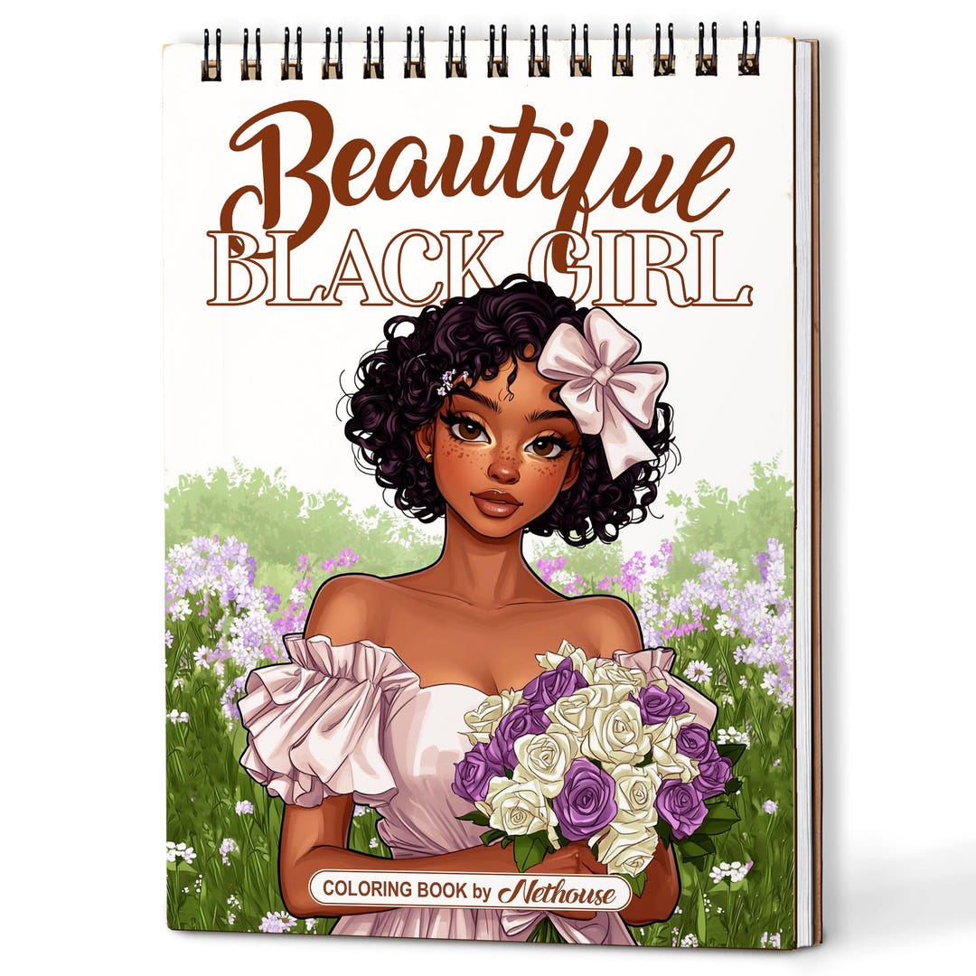 Handmade Black Girl Coloring Book: A5 Wooden Cover, Spiral Bound - Etsy