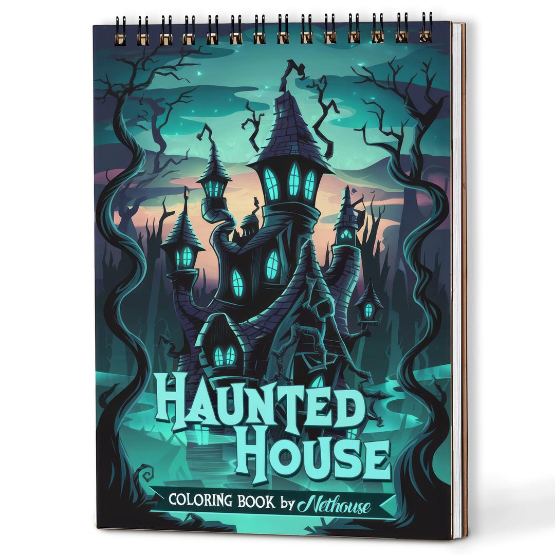 Haunted House Coloring Book A5 – Handmade Wooden Cover or Paper Cover ...