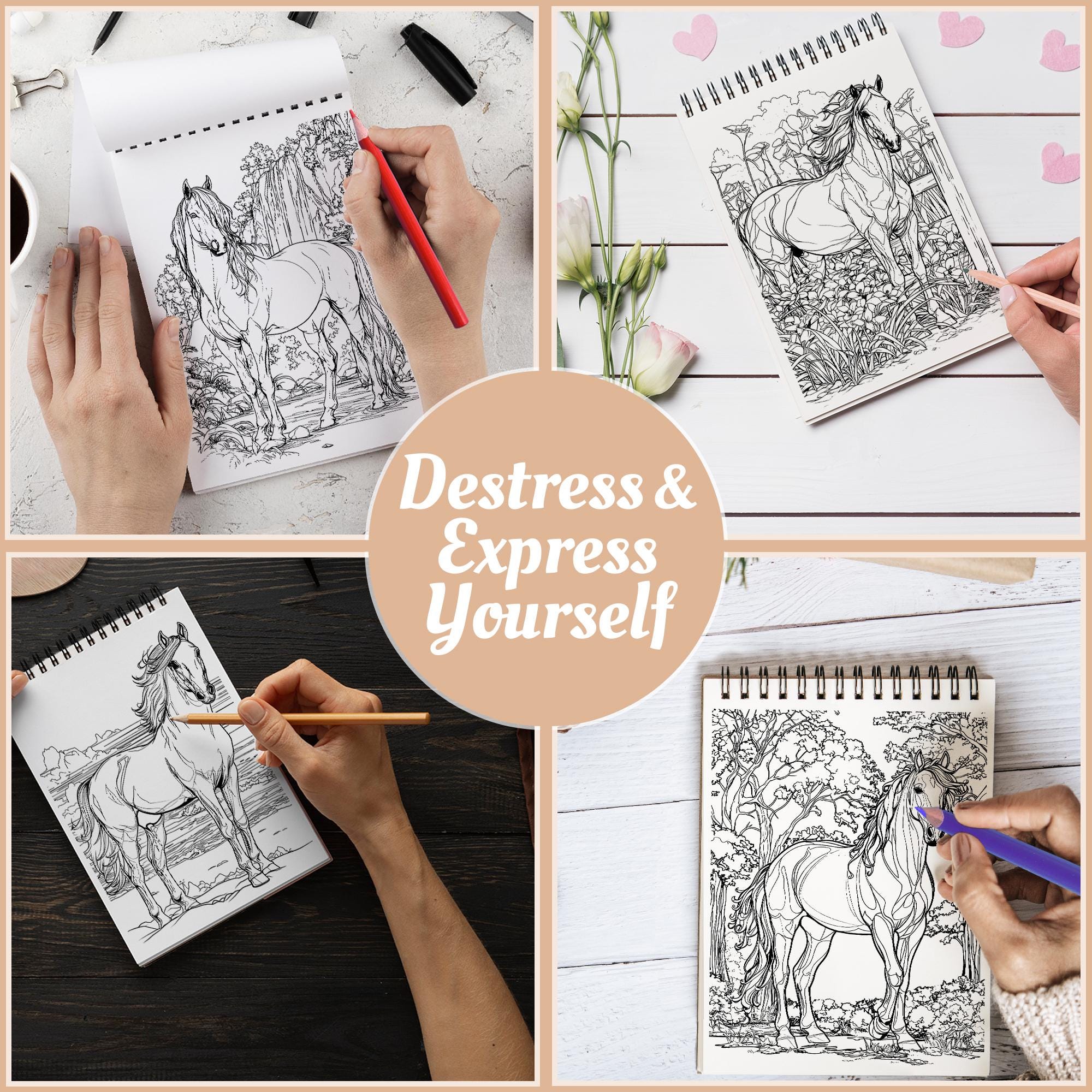 Majestic Horse Coloring Book: A5 Wooden Cover, 30 Pages - Etsy